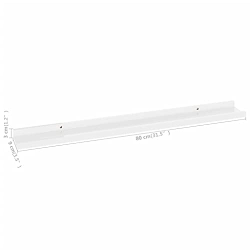 SunshineFace Long Floating Shelves Set of 4, High Gloss Wall Mounted Picture Ledge Floating Shelf, Wall Shelves for Bedroom, Living Room, Office, Nursery, Kitchen Storage(White, 31.5"x3.5"x1.2")