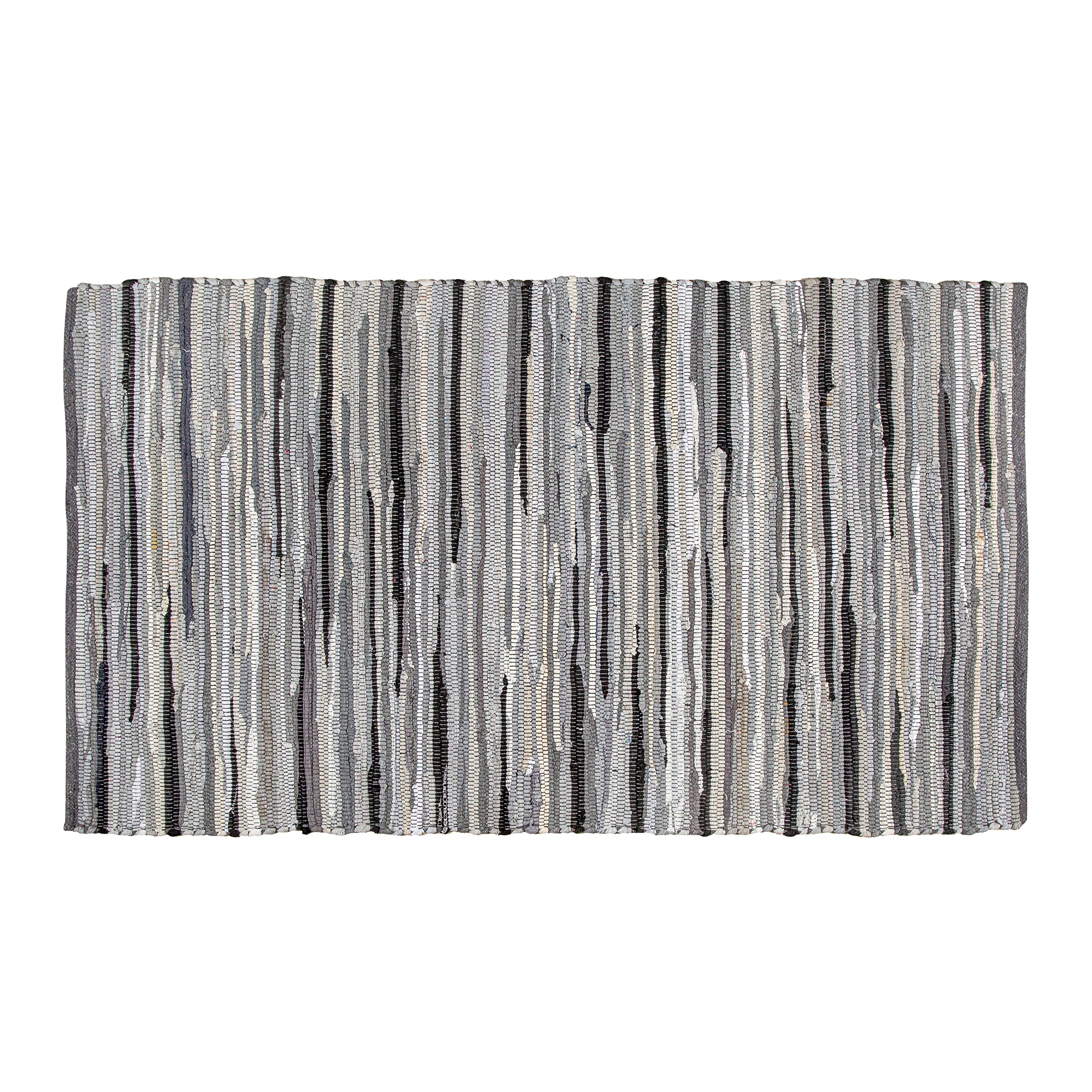 100% Cotton Rag Rug 3x5' Multicolor Chindi Rug - Hand Woven & Reversible for Living Room Kitchen Entryway Rug - Charcoal,Kitchen Rugs, Farmhouse Rugs, Rugs for Living & Bedroom,Woven Rugs