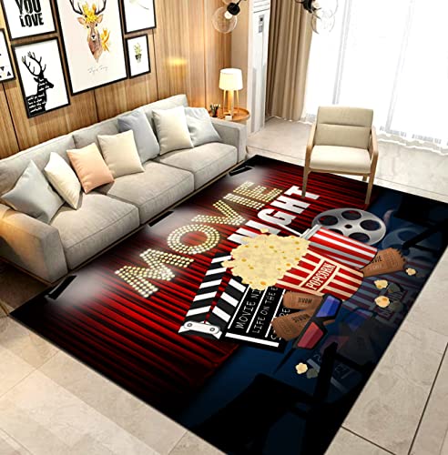 Vintage Cinema Movie Theater Decor Carpet Home Theater Decor Modern Area Rugs Soft Non-Skid Indoor Outdoor Floor Mat Runner Rugs Throw Rugs Doormat for Bedroom Living Room Dorm Playroom