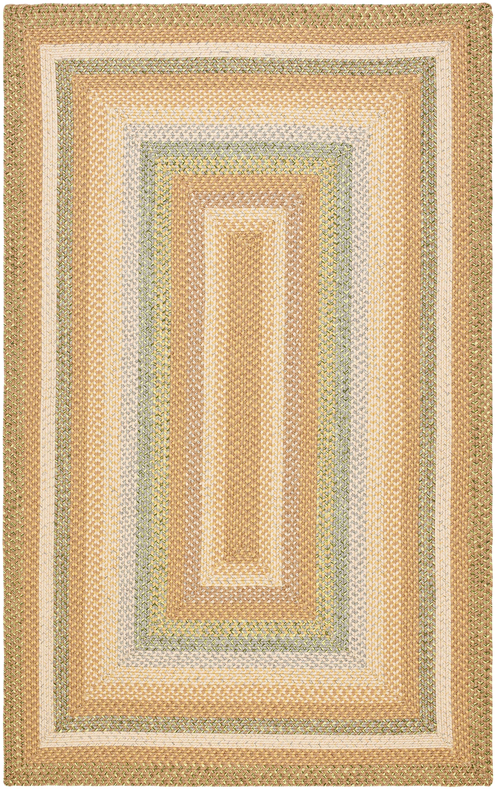 SAFAVIEH Braided Collection 4' x 6' Tan / Multi BRD314A Handmade Country Cottage Reversible Area Rug