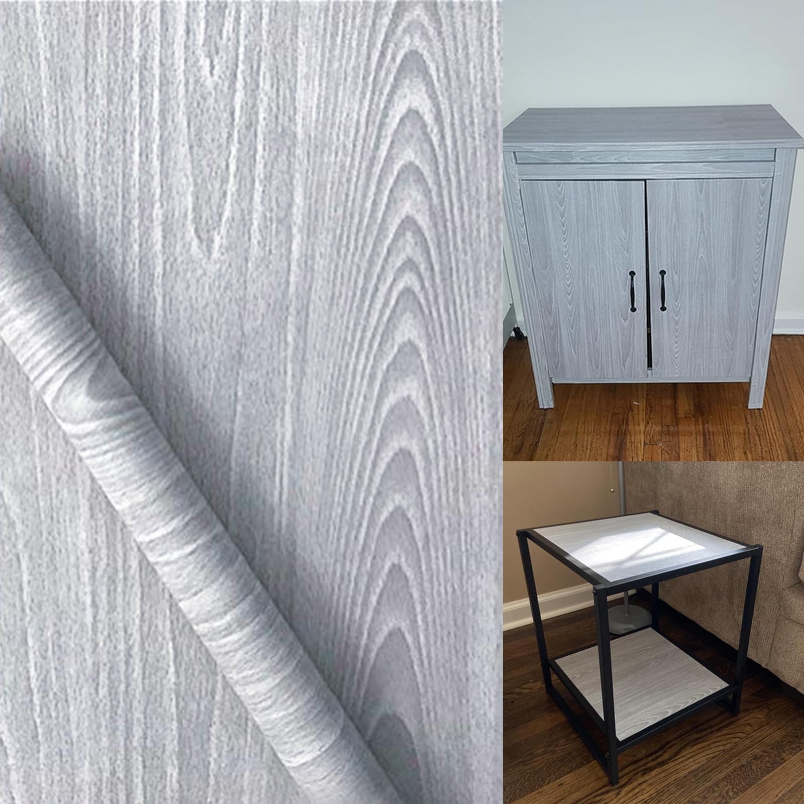 Teemall Light Gray Wood Grain Self Adhesive Sticker Wallpaper Furnitur Cabinets Wardrobe Shelf Liner 17.7 in X 98In