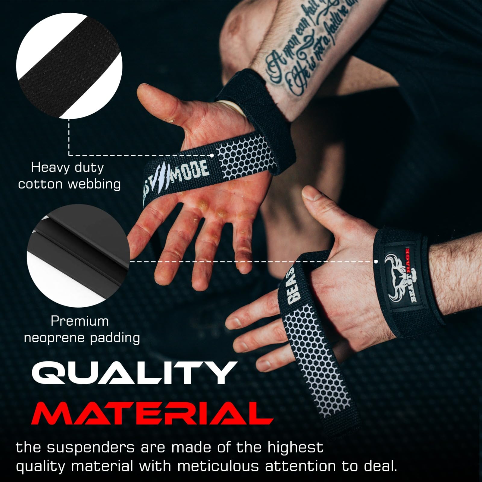 BEAST RAGE Lifting Wrist Straps for Weightlifting, Weight Lifting Straps Gym Power Workouts Lifting Straps Padded Cotton Men Women Supportive Lift Deadlift Straps Hard Pull Exercise Straps (White silicone)
