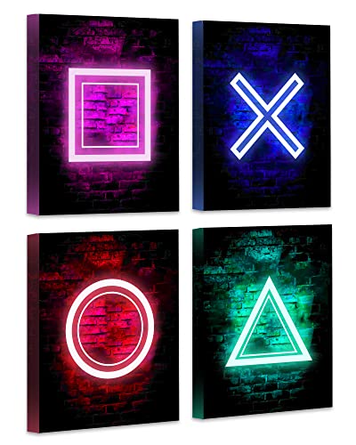 Gamer Room Decor for Boys - Gaming Wall Art - FRAMED 8"x10" - PRINTED Neon Gaming Room Decor - Posters for Boys Room - Video Game Decor - Gaming Wall Decor