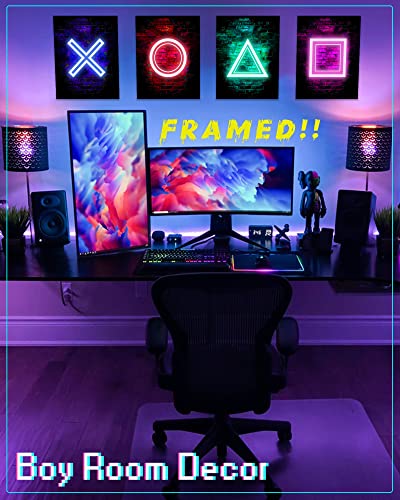 Gamer Room Decor for Boys - Gaming Wall Art - FRAMED 8"x10" - PRINTED Neon Gaming Room Decor - Posters for Boys Room - Video Game Decor - Gaming Wall Decor