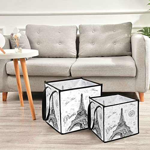xigua Eiffel Tower Foldable Storage Bins Collapsible Storage Basket for Home Closet,Bedroom Drawers,Nursery,Toys Organizer,Shelf Cabinet
