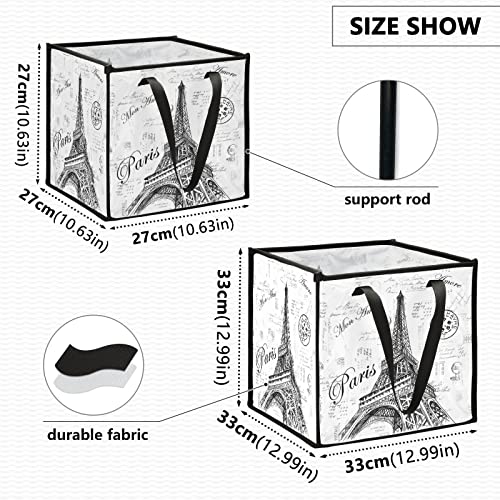 xigua Eiffel Tower Foldable Storage Bins Collapsible Storage Basket for Home Closet,Bedroom Drawers,Nursery,Toys Organizer,Shelf Cabinet