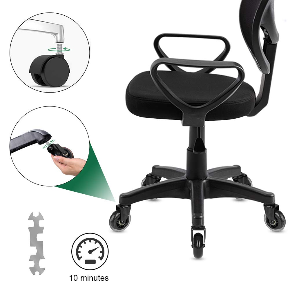 8T8 Office Chair Caster Wheels by 8T8 for Smart Home Offices, 5/16''-18x1"(NOT Metric M8) Threaded Stem Caster, Heavy Duty 3" Replacement Rubber Office Chair Wheels, Safe for Hardwood Tile Floors