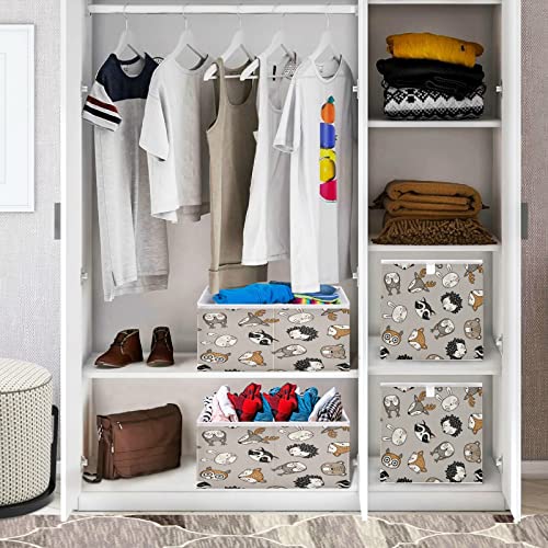Blueangle Cute Woodland Animals Cube Storage Bin, 11 x 11 x 11 in, Large Collapsible Organizer Storage Basket for Home Décor(545)