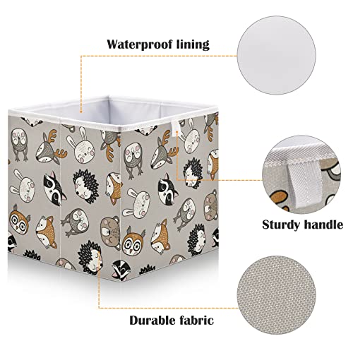 Blueangle Cute Woodland Animals Cube Storage Bin, 11 x 11 x 11 in, Large Collapsible Organizer Storage Basket for Home Décor(545)