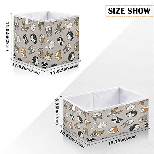Blueangle Cute Woodland Animals Cube Storage Bin, 11 x 11 x 11 in, Large Collapsible Organizer Storage Basket for Home Décor(545)