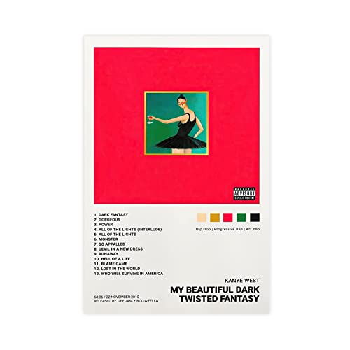 BAICHU Kanye Poster West My Beautiful Dark Twisted Fantasy Album Cover Poster Canvas Poster Bedroom Decor Sports Landscape Office Room Decor Gift Unframe:12x18inch(30x45cm)