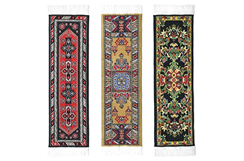 Oriental Carpet Bookmarks Urumchi - Authentic Woven Carpet - RUG BOOKMARKS - Beautiful, Elegant, Woven Cloth Bookmarks! Best Gifts for Men Women Adults Teens Teachers & Librarians!