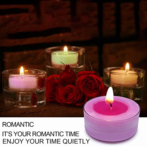 Kenking Lilac Scented Tealight Candles, 30 Packs Hot Pink Soy Wax Tea Lights, 4-5 Hour Burn Time for Dinner Table Holiday Parties