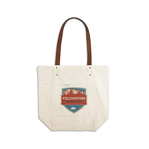 Yellowstone National Park, Contour (Canvas Deluxe Tote Bag, Faux Leather Handles & Zip Pocket)