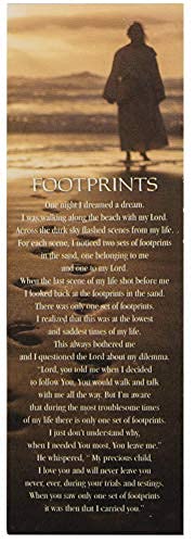 Footprints Poem Golden Brown Beach 5 x 2 Cardstock Bookmark Pack 12