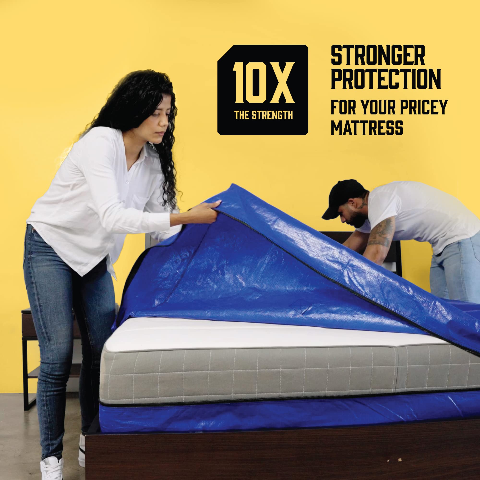 Mattress Bags for Moving with 8 Handles - Queen Size - Extra-Thick Mattress Bag for Moving - Reusable Mattress Storage Bag - Mattress Cover for Moving with Zipper, Moving Mattress Bag Protector