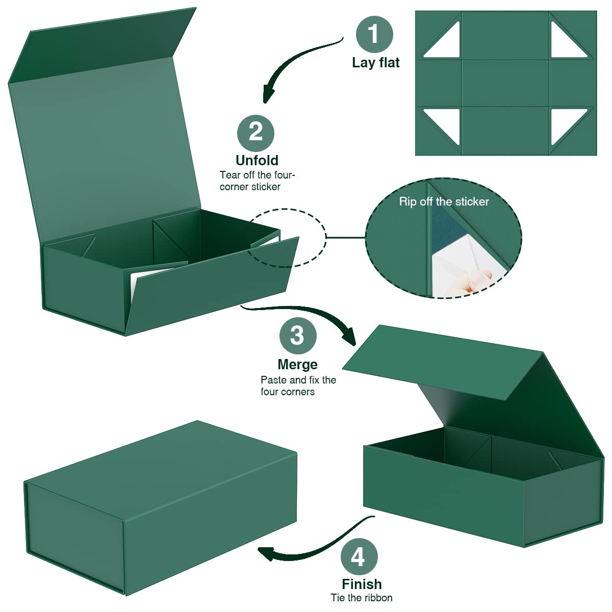 MOZRRO Gift Box with Lids, 9.85 x 5.95 x 3.15 In Magnetic Closure Collapsible Gift Boxes for Gift Packaging, Gift Box for Christmas,Mothers Day,Fathers Day,Graduations,Weddings,Birthdays Gifts