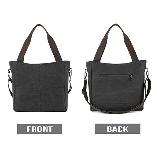 KUANG! Women's Canvas Tote Shoulder Bags Handbag Satchel Purses Small Work Travel Crossbody Bag