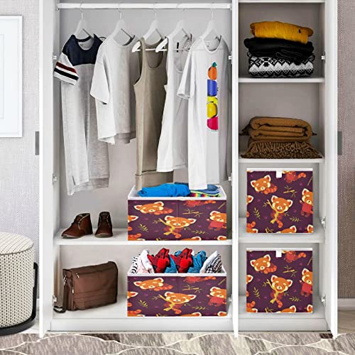 Blueangle Red Panda Cube Storage Bin, 11 x 11 x 11 in, Large Collapsible Organizer Storage Basket for Home Décor(410)