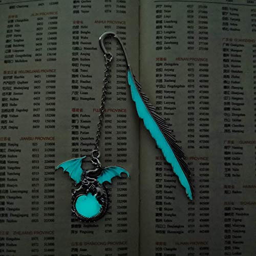 Gzrlyf Dragon Bookmark Glow in The Dark Bookmark Luminous Book Markers Metal Book Lover Gifts (Luminous Bookmark)