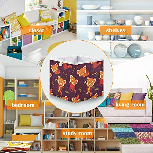 Blueangle Red Panda Cube Storage Bin, 11 x 11 x 11 in, Large Collapsible Organizer Storage Basket for Home Décor(410)