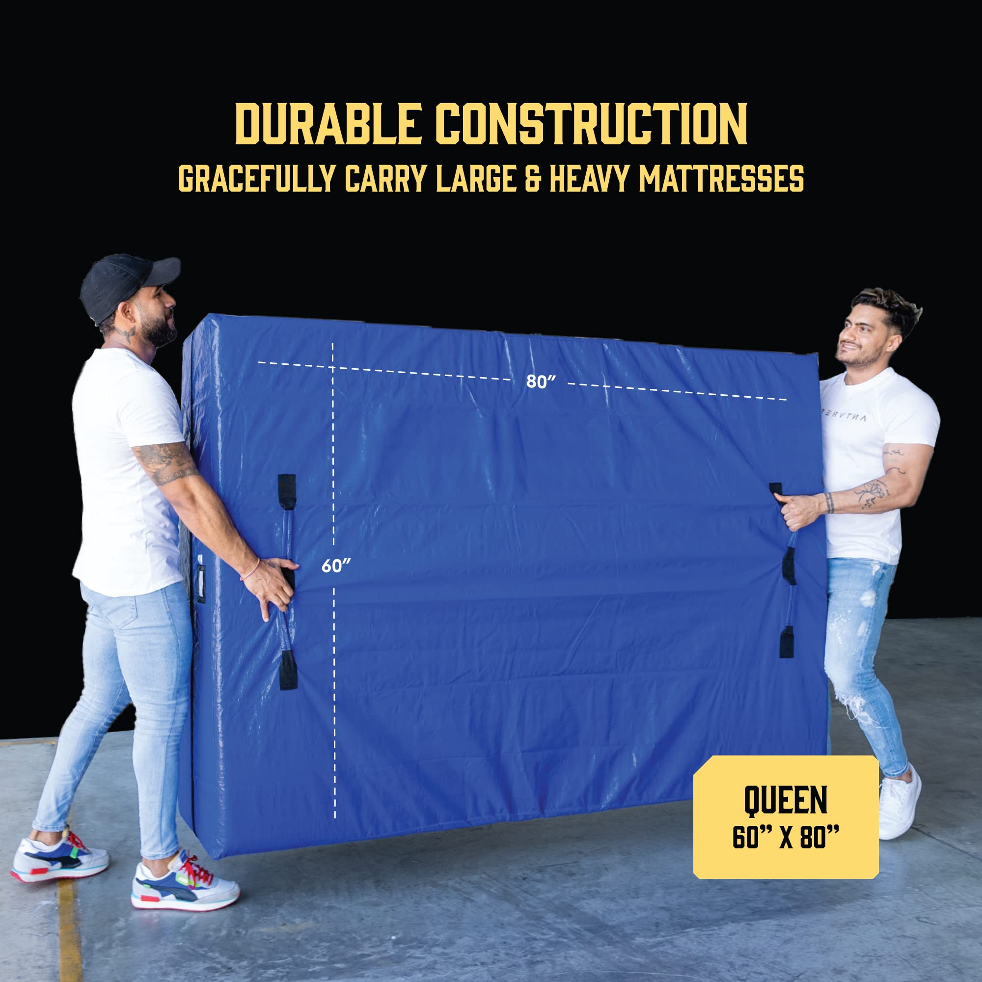 Mattress Bags for Moving with 8 Handles - Queen Size - Extra-Thick Mattress Bag for Moving - Reusable Mattress Storage Bag - Mattress Cover for Moving with Zipper, Moving Mattress Bag Protector