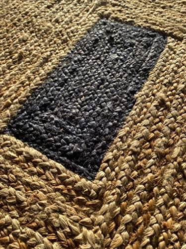 Durrie India Hand Woven Jute Braided Rug 6' x 4' Natural Box Pattern Farmhouse Accent Rugs for Living Room, Kitchen, Bedroom Area Rug (72x48 Inches)