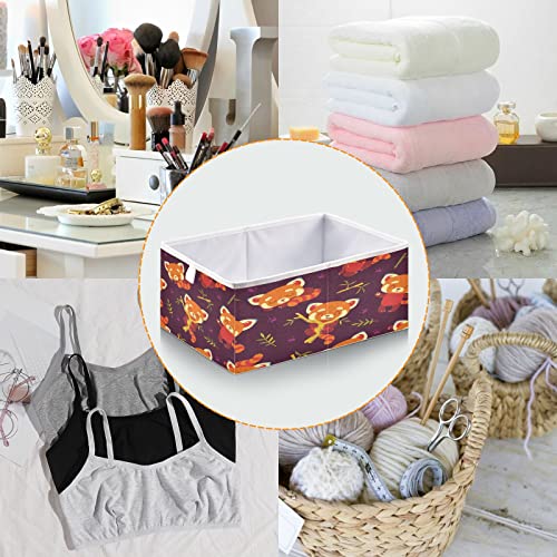 Blueangle Red Panda Cube Storage Bin, 11 x 11 x 11 in, Large Collapsible Organizer Storage Basket for Home Décor(410)