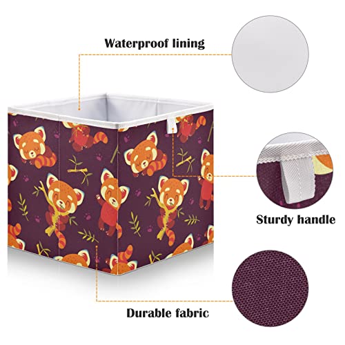 Blueangle Red Panda Cube Storage Bin, 11 x 11 x 11 in, Large Collapsible Organizer Storage Basket for Home Décor(410)