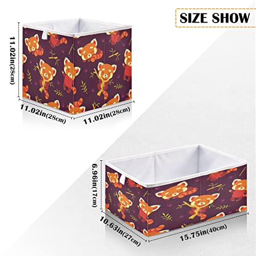 Blueangle Red Panda Cube Storage Bin, 11 x 11 x 11 in, Large Collapsible Organizer Storage Basket for Home Décor(410)