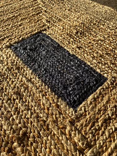 Durrie India Hand Woven Jute Braided Rug 6' x 4' Natural Box Pattern Farmhouse Accent Rugs for Living Room, Kitchen, Bedroom Area Rug (72x48 Inches)