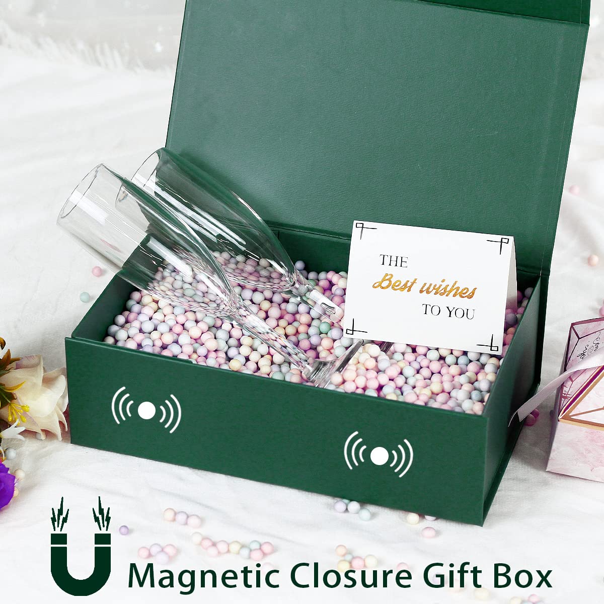 MOZRRO Gift Box with Lids, 9.85 x 5.95 x 3.15 In Magnetic Closure Collapsible Gift Boxes for Gift Packaging, Gift Box for Christmas,Mothers Day,Fathers Day,Graduations,Weddings,Birthdays Gifts