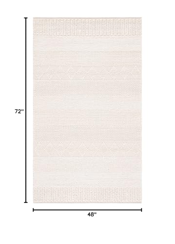 SAFAVIEH Natura Collection Accent Rug - 4' x 6', Ivory, Handmade Moroccan Boho Wool, Ideal for High Traffic Areas in Entryway, Living Room, Bedroom (NAT218A)