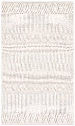 SAFAVIEH Natura Collection Accent Rug - 4' x 6', Ivory, Handmade Moroccan Boho Wool, Ideal for High Traffic Areas in Entryway, Living Room, Bedroom (NAT218A)