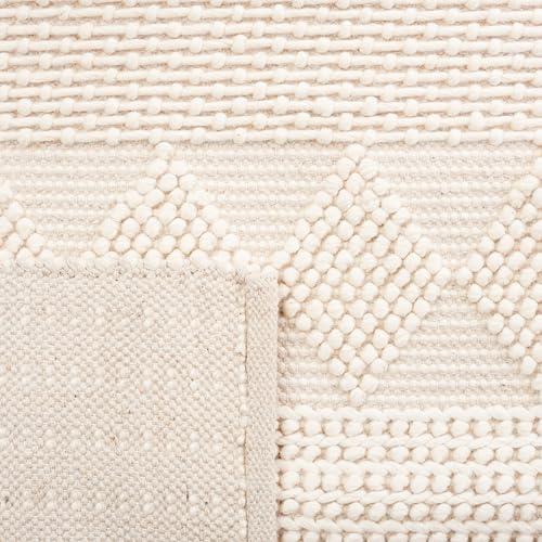 SAFAVIEH Natura Collection Accent Rug - 4' x 6', Ivory, Handmade Moroccan Boho Wool, Ideal for High Traffic Areas in Entryway, Living Room, Bedroom (NAT218A)
