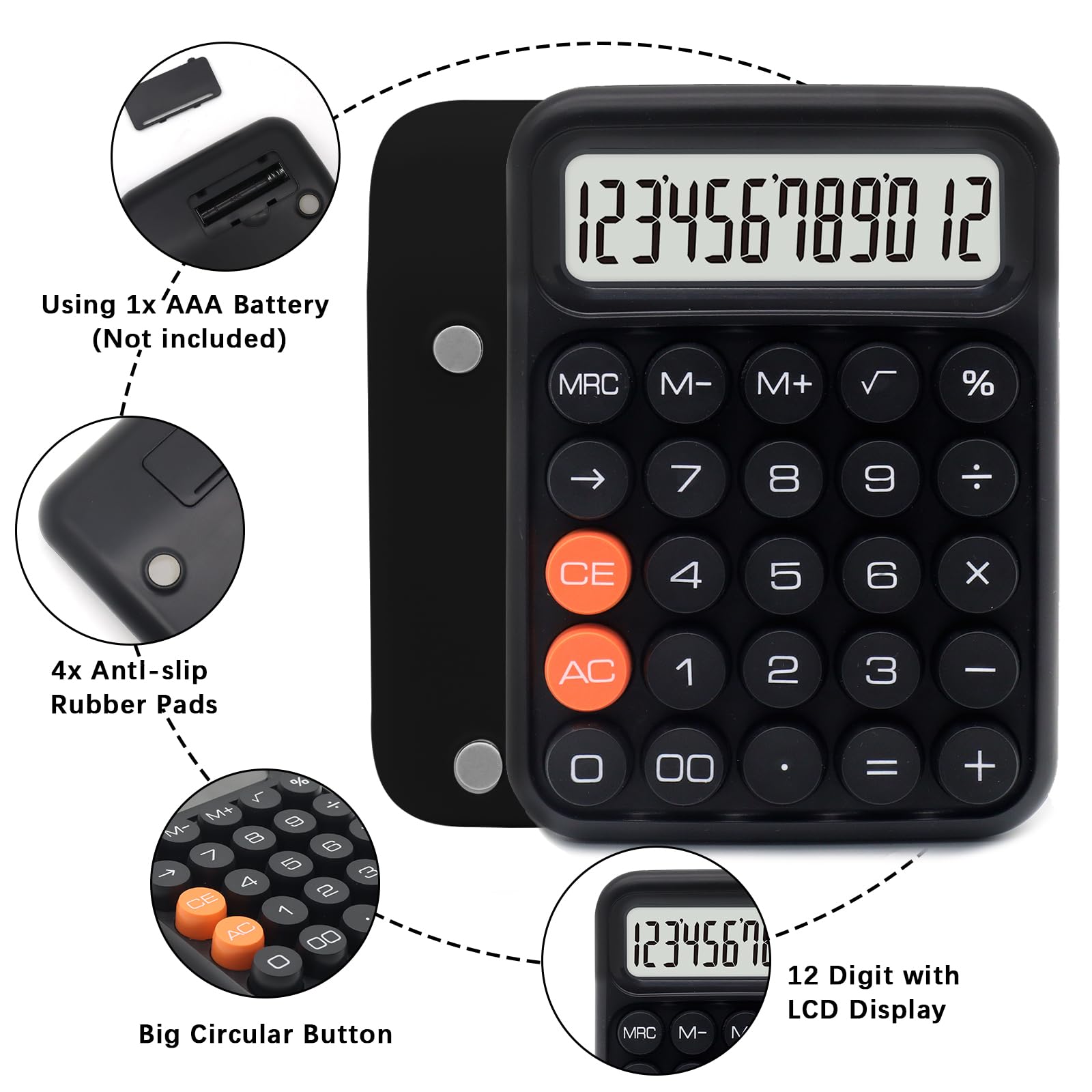 Purple Calculator, UPIHO Basic Office Calculator, Desktop Calculator 12 Digit with Large LCD Display for Purple Office Supplies with Sensitive Button, Purple Desk Accessories, School Supplies
