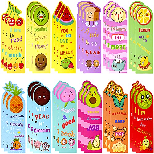Aphrordity 36 Pieces Bookmarks for Kids Scratch and Sniff Bookmarks Food and Fruit Scented Bookmark for Enhances Children's Interest in Reading and Enhances The Reading Environment.12 Styles