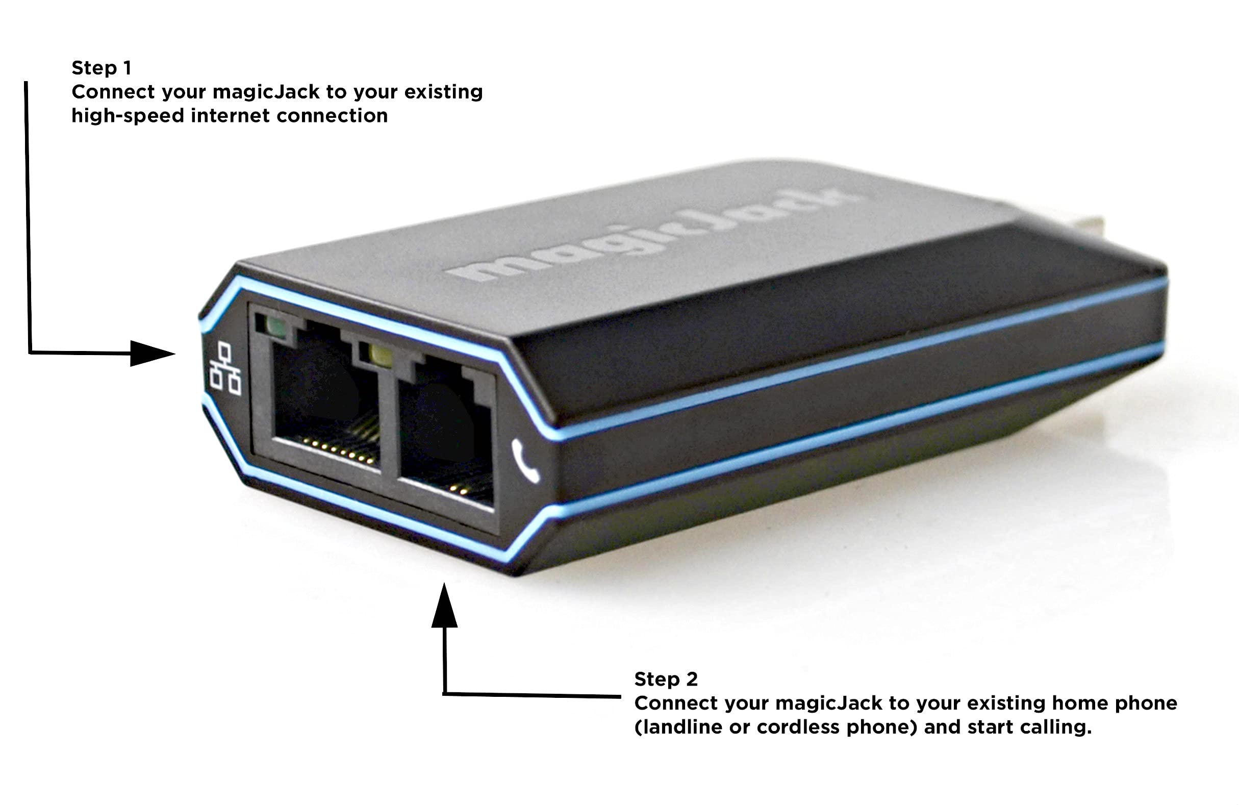 magicJack, New 2022 VOIP Phone Adapter, Portable Home and On-The-Go Digital Service. Unlimited Calls to US and Canada. NO Monthly Bill | Featuring magicIN™ & magicOUT™ Service