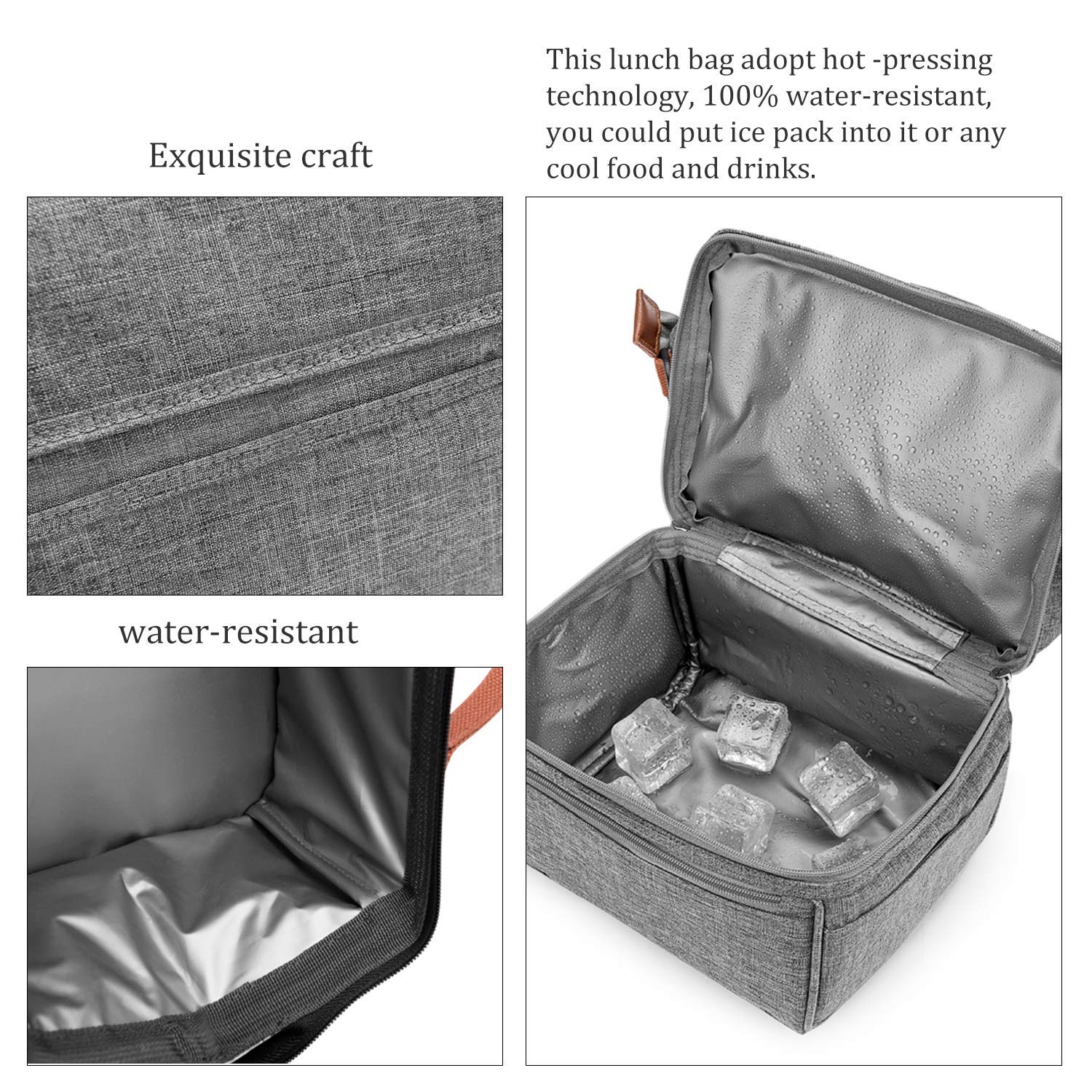 DTBG Lunch Bags for Women Wide Open Insulated Lunch Box With Double Deck Large Capacity Cooler Tote Bag With Removable Shoulder Strap Lunch Organizer For Men/Outdoor/Work(Grey)