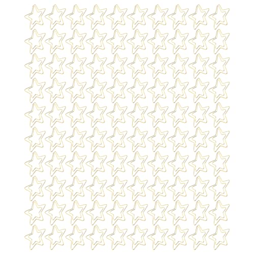 100Pcs Metal Paper Clips, Electroplating Golden Bookmark Marking Clips for School Office Personal Document Organizing(Star)