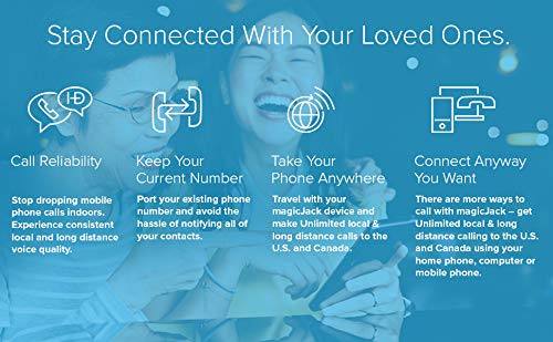 magicJack, New 2022 VOIP Phone Adapter, Portable Home and On-The-Go Digital Service. Unlimited Calls to US and Canada. NO Monthly Bill | Featuring magicIN™ & magicOUT™ Service