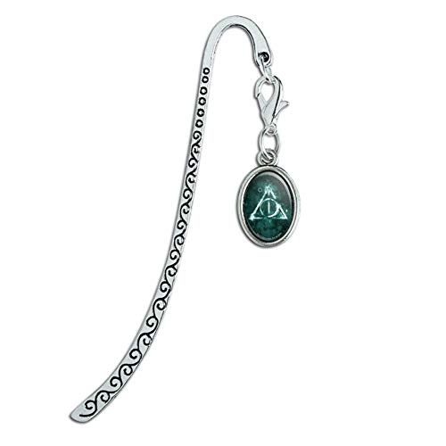Harry Potter Deathly Hallows Logo Metal Bookmark Page Marker with Oval Charm