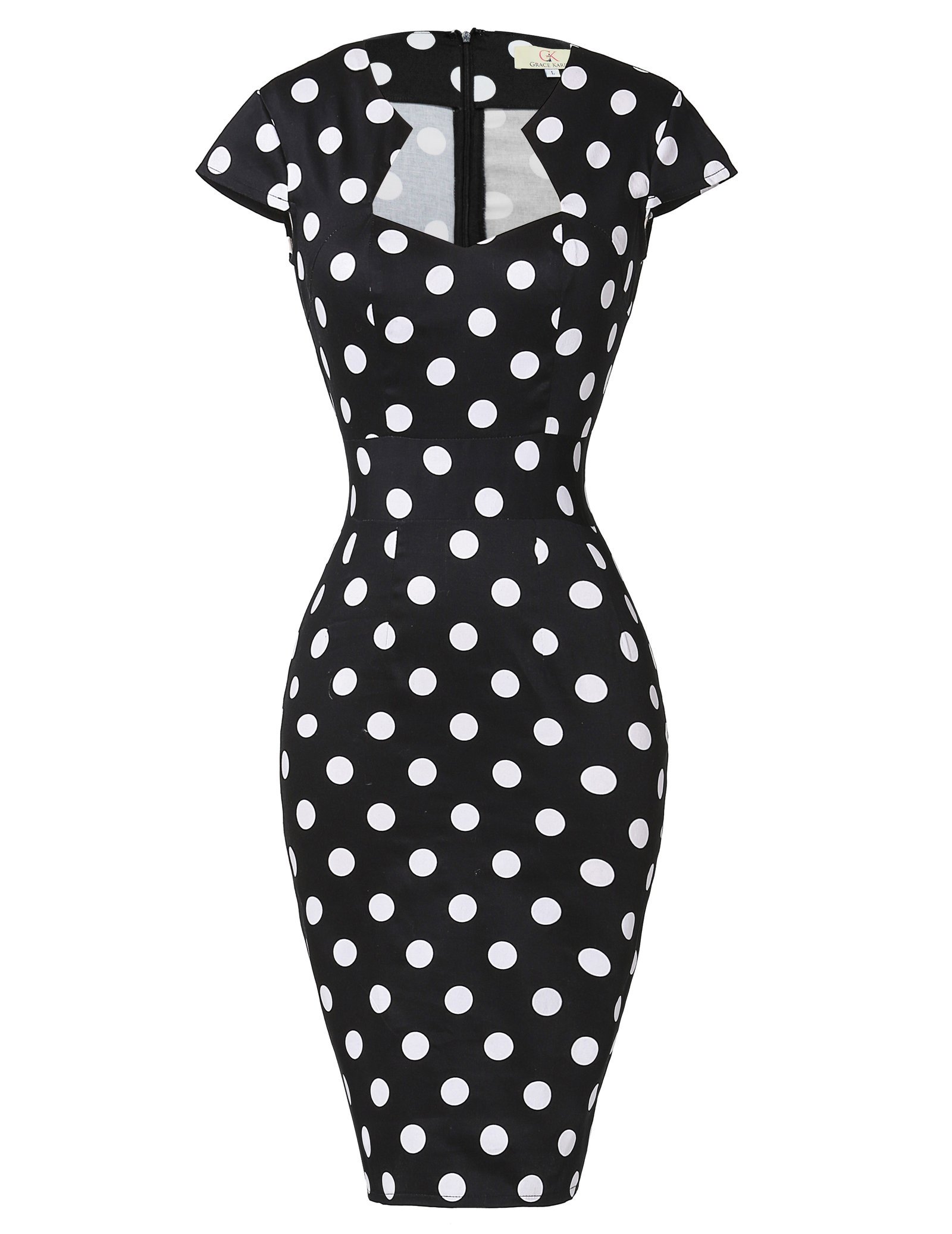GRACE KARIN Womens 50s Cap Sleeve Cocktail Vintage Dress Black White Wiggle Dress
