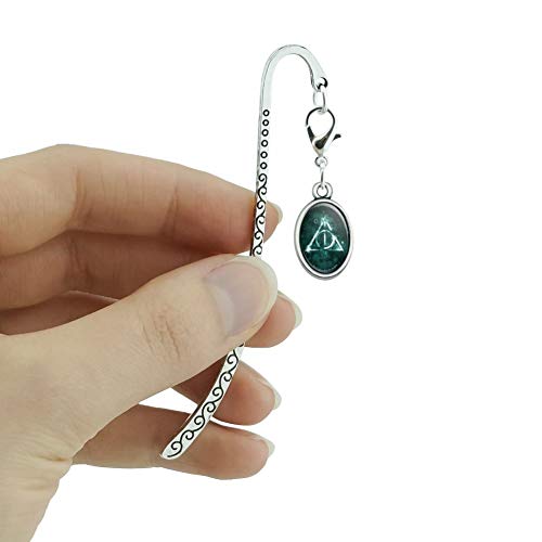 Harry Potter Deathly Hallows Logo Metal Bookmark Page Marker with Oval Charm