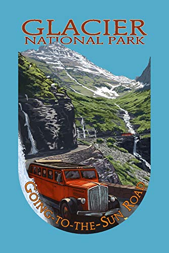 Glacier National Park, Go-to-The-Sun Road, Contour (Canvas Deluxe Tote Bag, Faux Leather Handles & Zip Pocket)