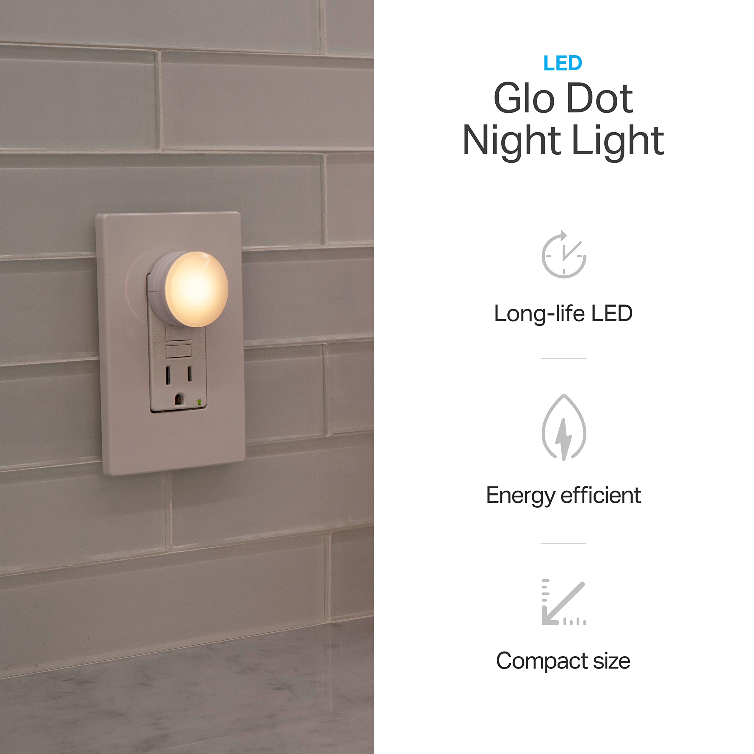 Lights By Night, Mini LED Night Light, Plug-In, Dusk to Dawn Sensor, Warm White, Compact, UL-Certified, Ideal for Bedroom, Bathroom, Nursery, Hallway, Kitchen, 45176, 6 Pack