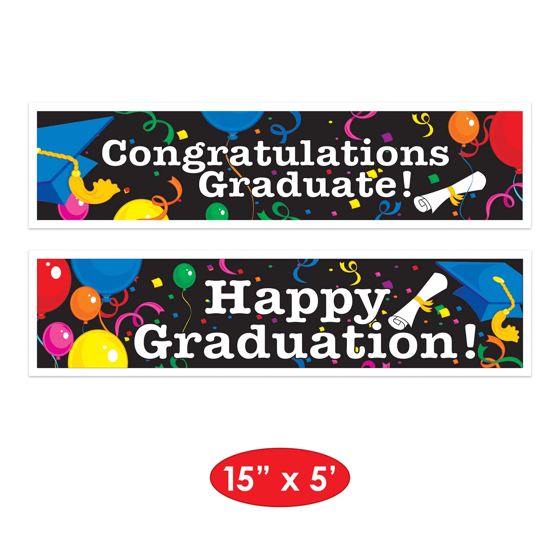 Beistle 2-Pack Graduation Banners, 15-Inch by 5-Feet