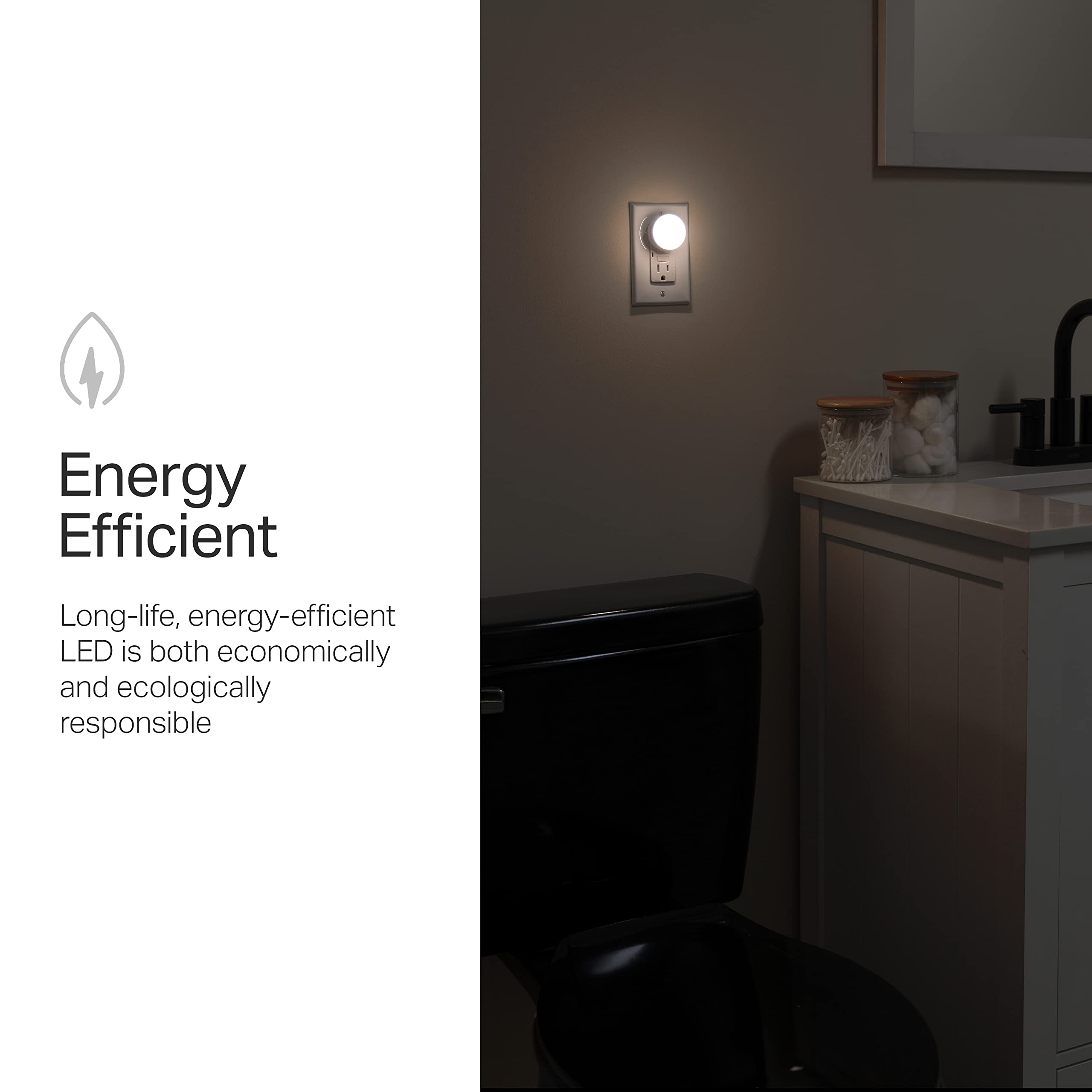 Lights By Night, Mini LED Night Light, Plug-In, Dusk to Dawn Sensor, Warm White, Compact, UL-Certified, Ideal for Bedroom, Bathroom, Nursery, Hallway, Kitchen, 45176, 6 Pack
