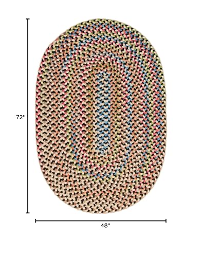 Super Area Rugs Roxbury American Made Braided Rug for Indoor Outdoor Spaces, Charcoal/Natural Multi, 4' X 6' Oval