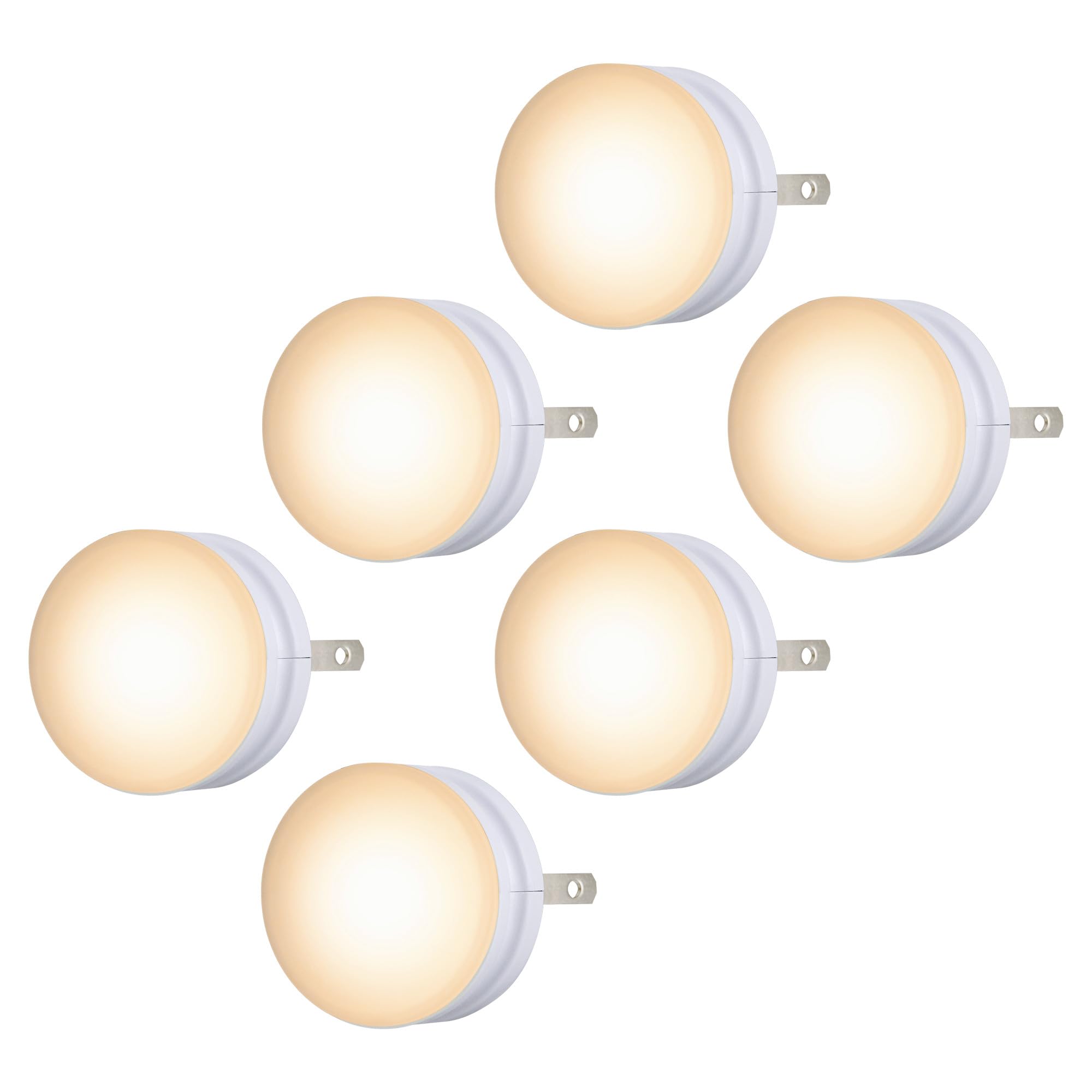 Lights By Night, Mini LED Night Light, Plug-In, Dusk to Dawn Sensor, Warm White, Compact, UL-Certified, Ideal for Bedroom, Bathroom, Nursery, Hallway, Kitchen, 45176, 6 Pack
